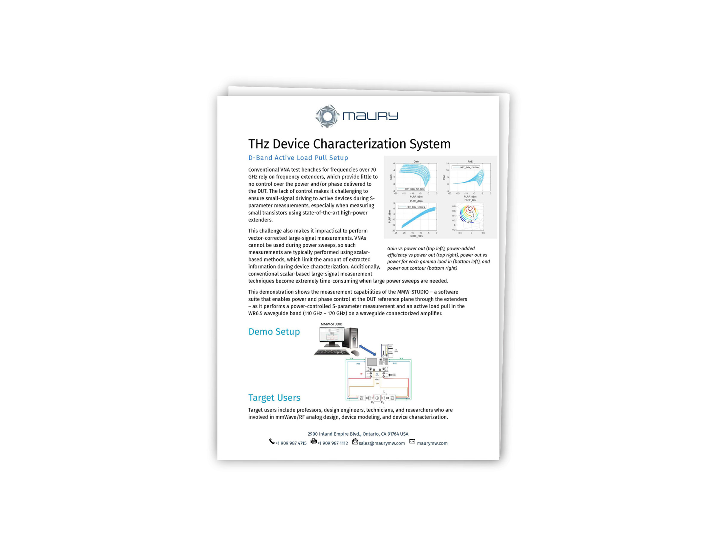 IMS 2025: THz Device Characterization System—D-band Active Load Pull Setup - Maury Microwave